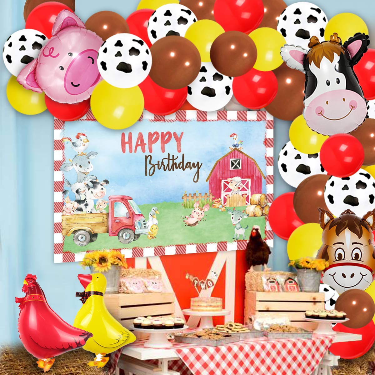 Buy Kreatwow 75 Pack Farm Animal Party Balloons Garland Arch Kit ...