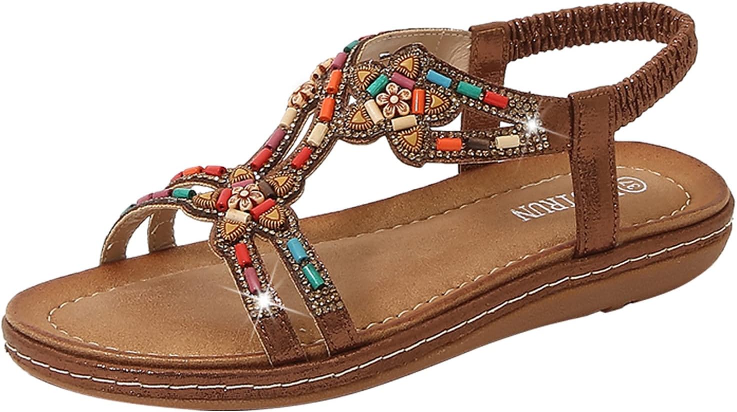 Amazon.com | Sandals Women Dressy Summer Flat Comfortable Rhinestone ...