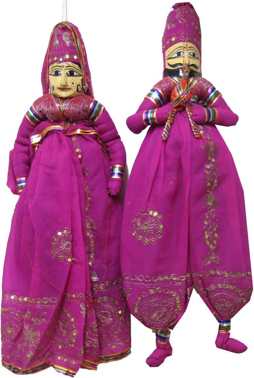 Amazon.com: Ethnic Handmade Puppets Dolls Kathputli India Decor (Pink ...