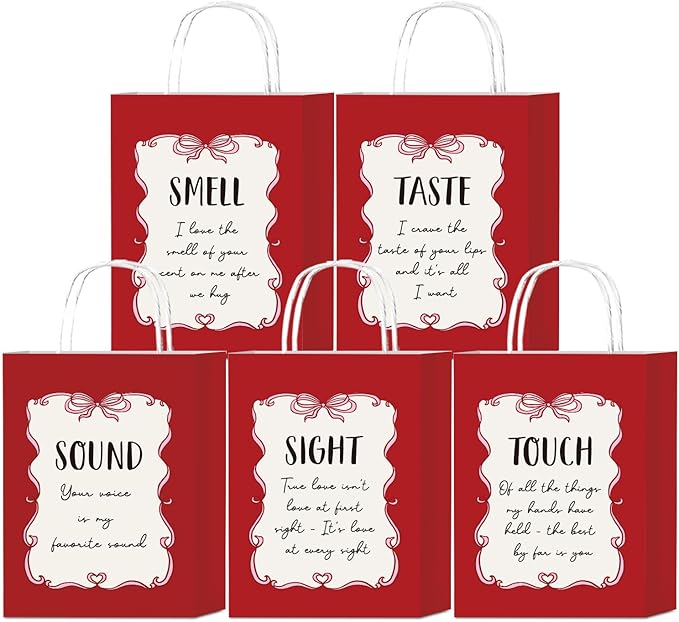 Amazon.com: Falueqg 5 Senses Paper Gift Bags - 5 Pcs Valentine's Day ...