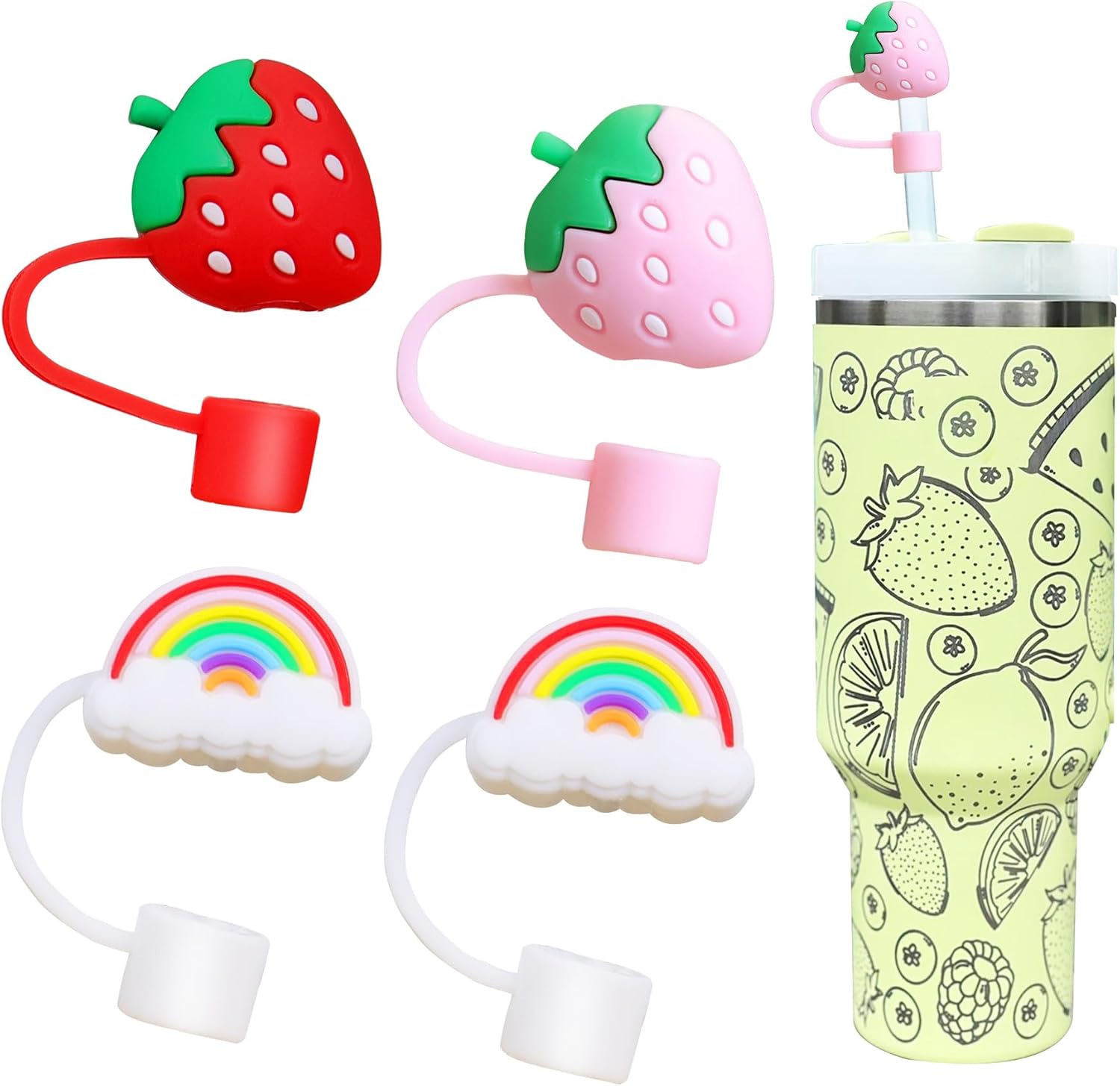Amazon.com: 4PCS Straw Covers Cap for Stanley Cup 40oz 30oz Silicone ...