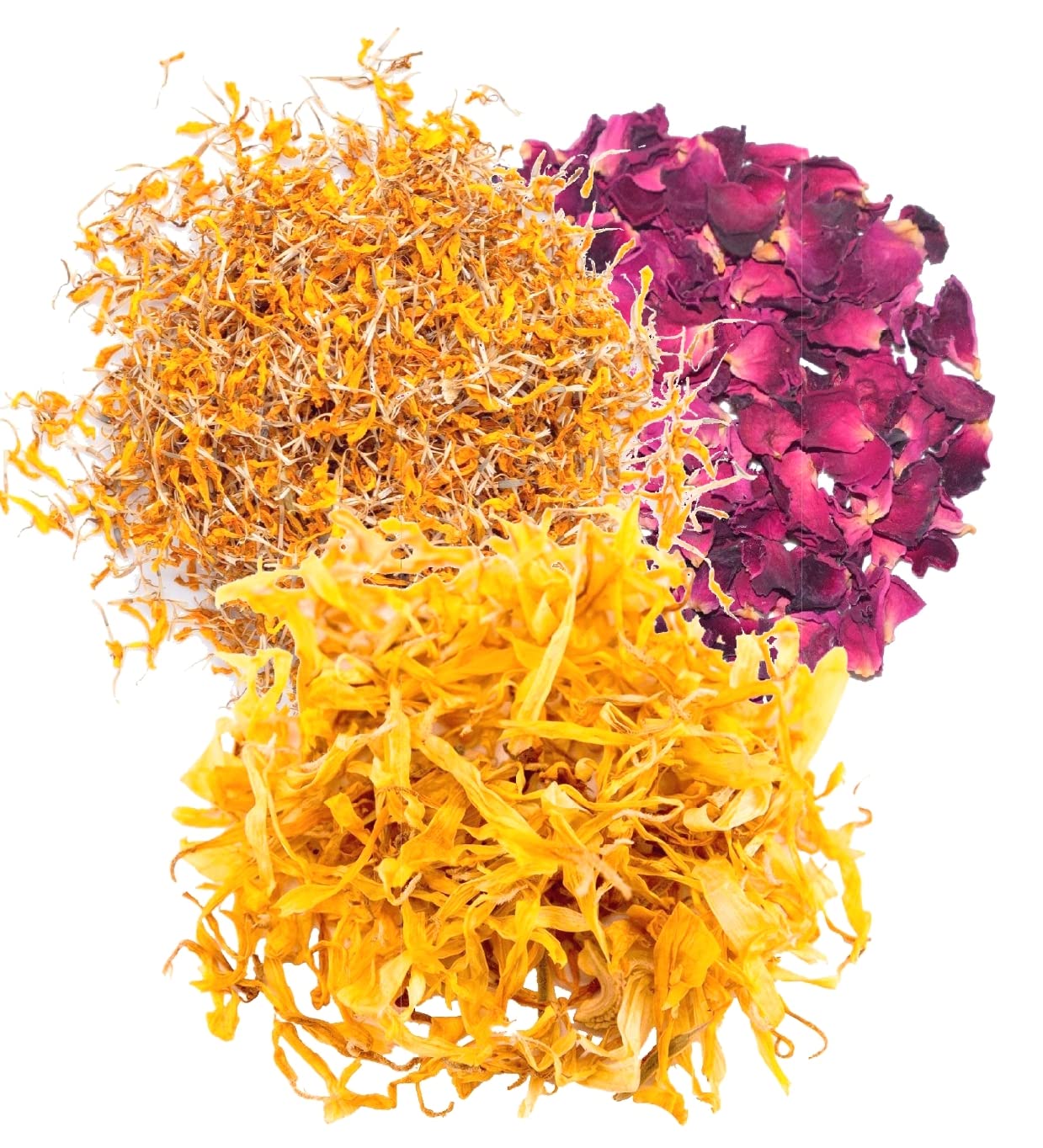 A D Food & Herbs Combo of Dried Marigold/Rose/Calendula Flower Petals ...