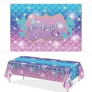 Amazon.com: PTECDROTS Mermaid Birthday Decorations - 6 x 4Ft Little ...