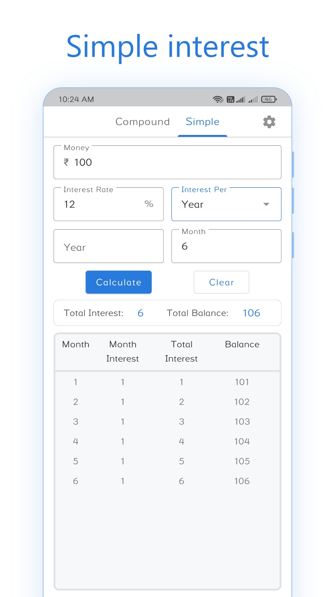 Compound interest calculator : simple interest - App on Amazon Appstore