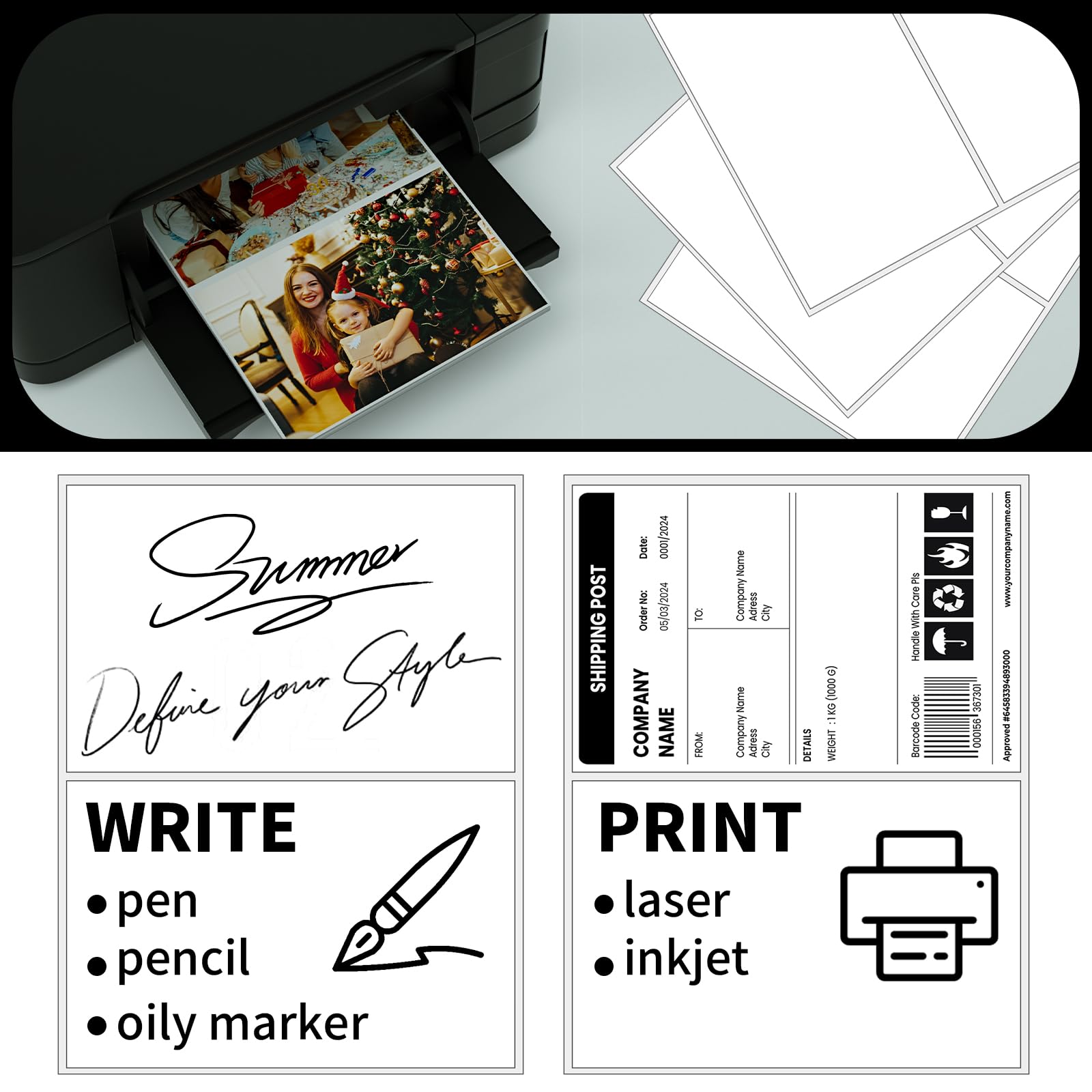 Snapklik.com : 150 Sheets 300 Labels Half Sheet Self Adhesive Shipping ...
