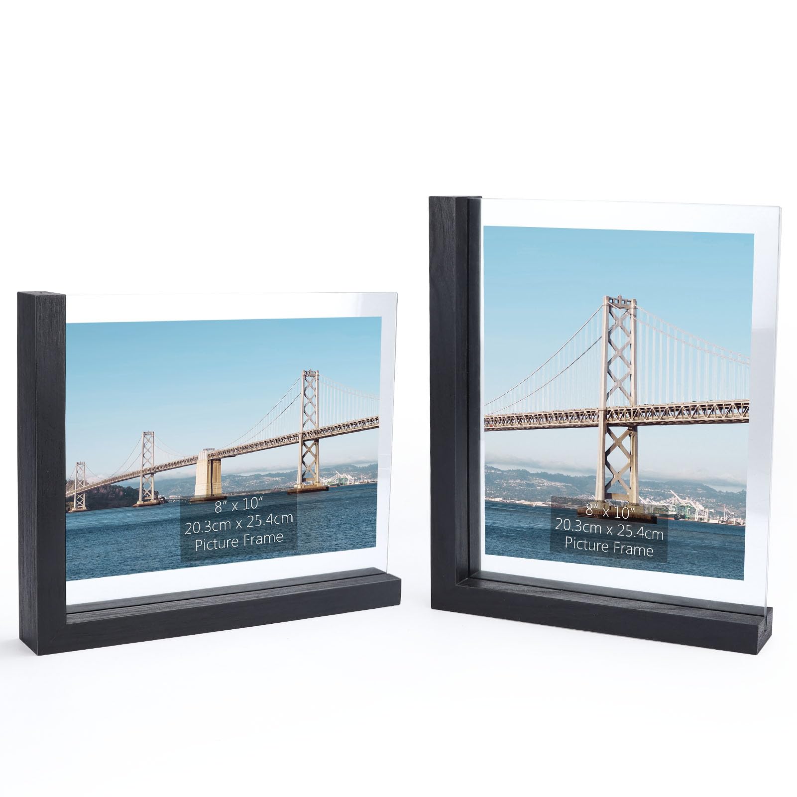 Lavezee 2 Pack 8x10 Picture Frames Made of Black Wooden L-Shaped Base ...