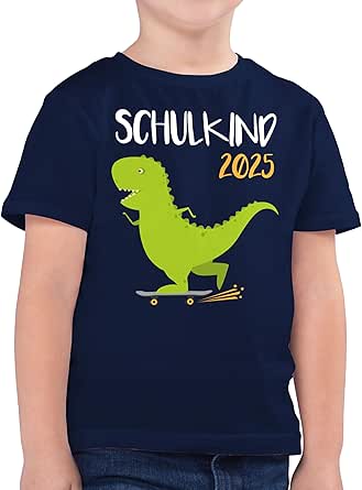 Shirtracer - Kinder T-Shirt Jungen - Einschulung Junge - Schulkind 2025 - Dino mit Skateboard ...