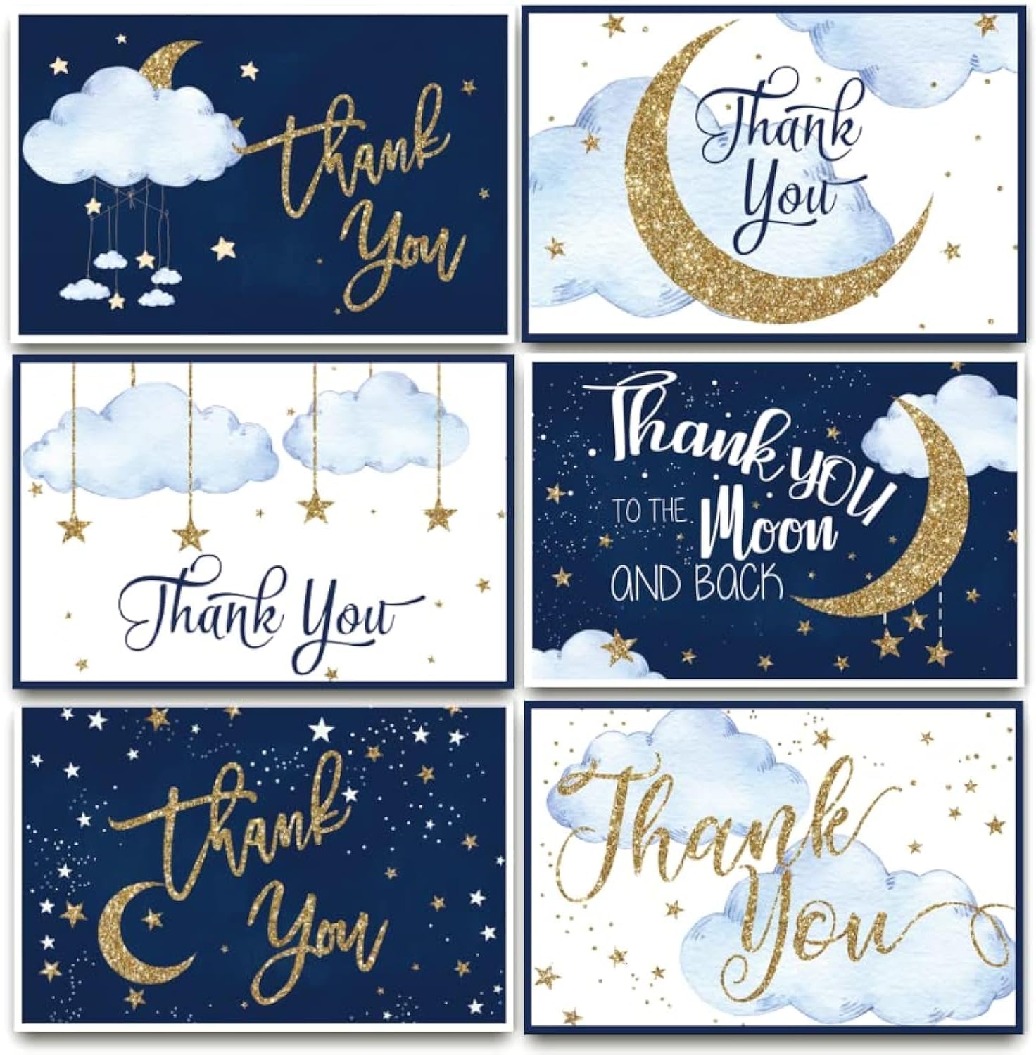 Amazon.com : AnyDesign 36 Pack Stars Thank You Greeting Cards with ...