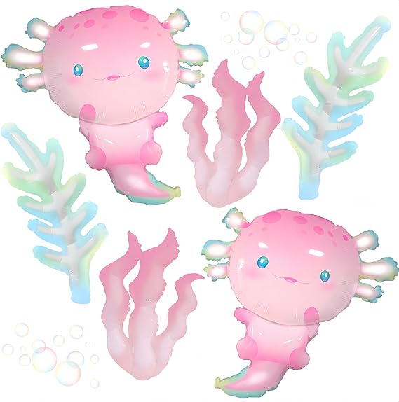 Amazon.com: 6Pcs Axolotl Balloons/Cute Axolotl Birthday Party ...