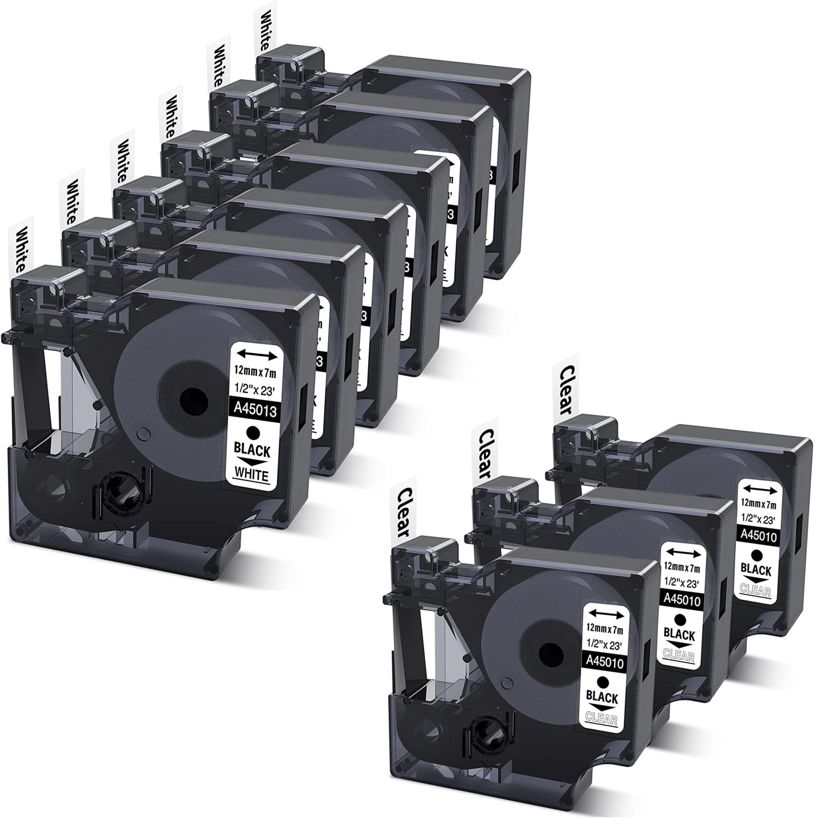Amazon.com: White& Clear 9-Pack Compatible Dymo D1 45013 45010 Refill ...