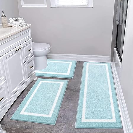Amazon.com: Pauwer 3 Piece Bath Mat Set, Non Slip Plush Mats, Absorbent ...