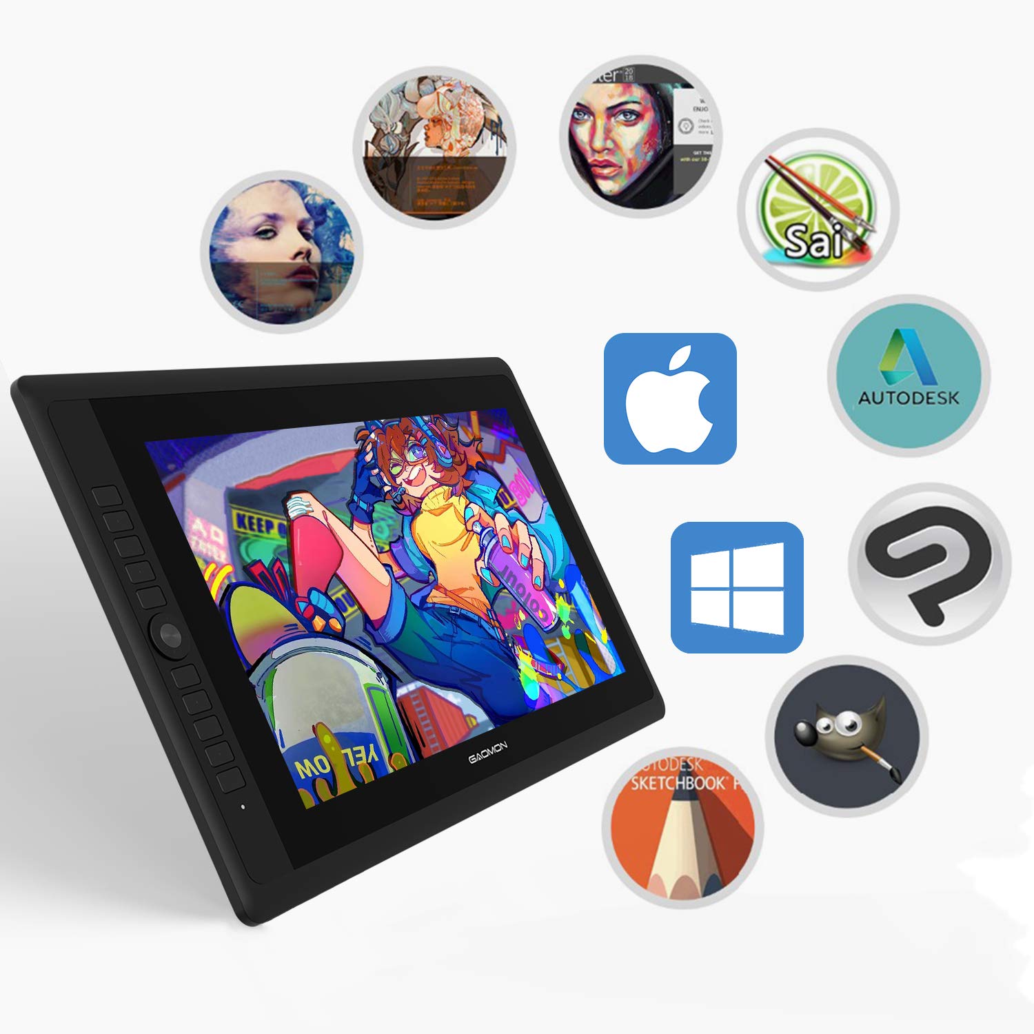 GAOMON PD156PRO 15.6 inches Full-Laminated Pen Display Digital Drawing ...