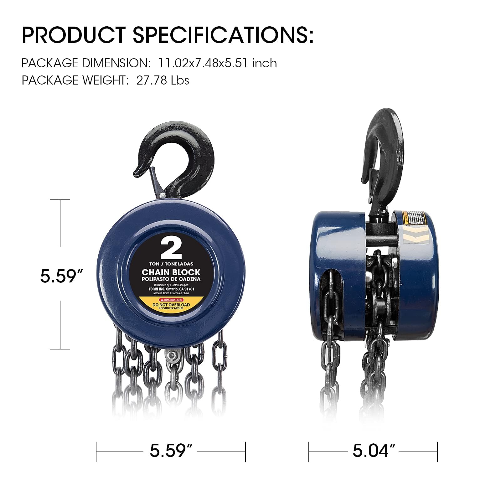 Snapklik.com : TCE ATR9020U-1 Torin Manual Hand Lift Steel Chain Block ...