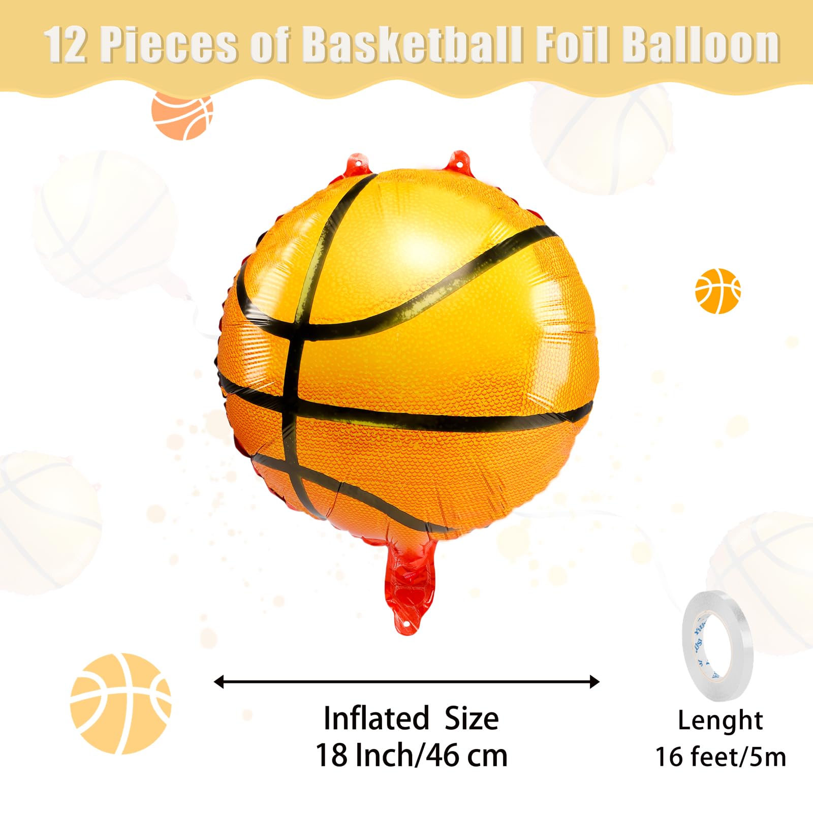 Snapklik.com : Durony 12 Pieces 18 Inches Basketball Balloons Aluminum ...