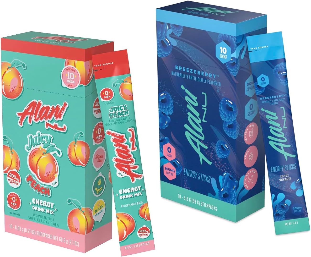 Amazon.com: Alani Nu Juicy Peach and Breezeberry Energy Sticks Bundle ...