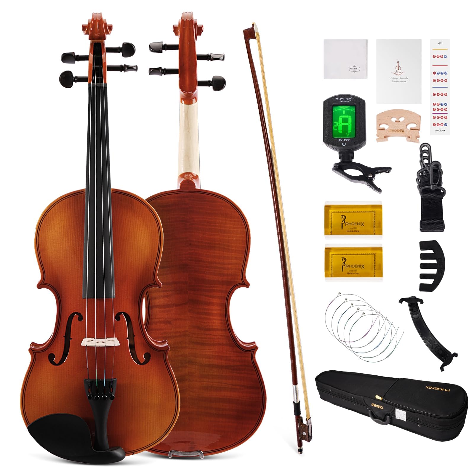 Snapklik.com : PHOENIX Violin 3/4 Full Size Kit, Violin Fiddle Set For ...