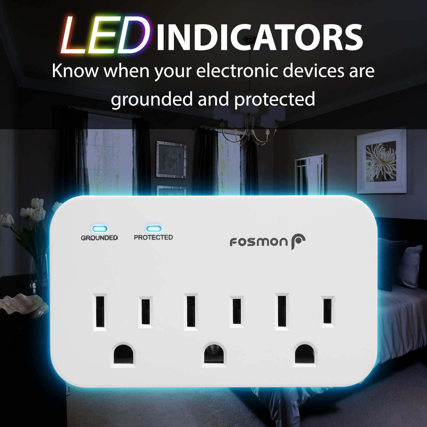 Snapklik.com : Fosmon Refrigerator Surge Protector, 3 Outlet Heavy Duty ...