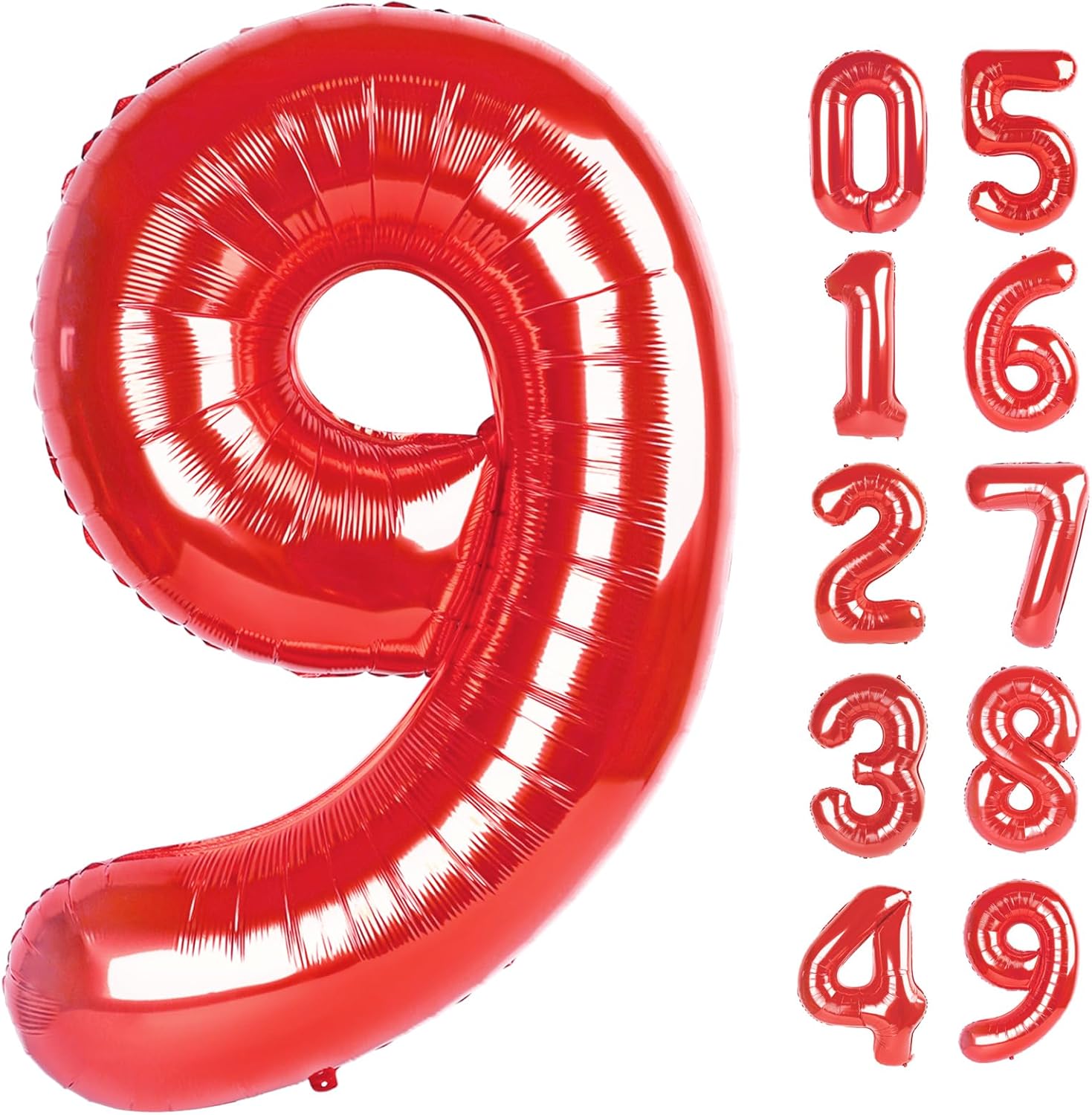 Amazon.com: Number Balloon 40 Inch Red 9 Balloon, Large Numbers 9 9th ...