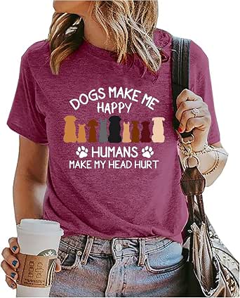 Amazon.com: jusgai Women Dogs Make Me Happy Humans Make My Head Hurt ...