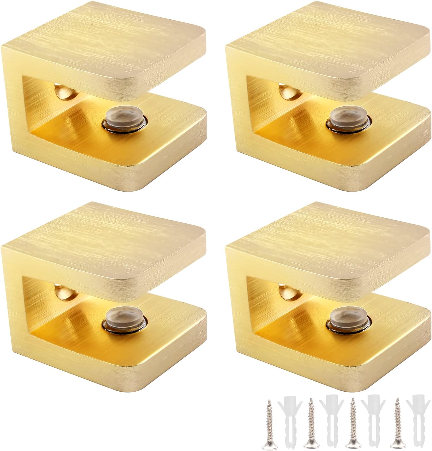 Amazon.com: AWEN 4 Pcs Adjustable Glass Shelf Brackets, Solid Brass ...