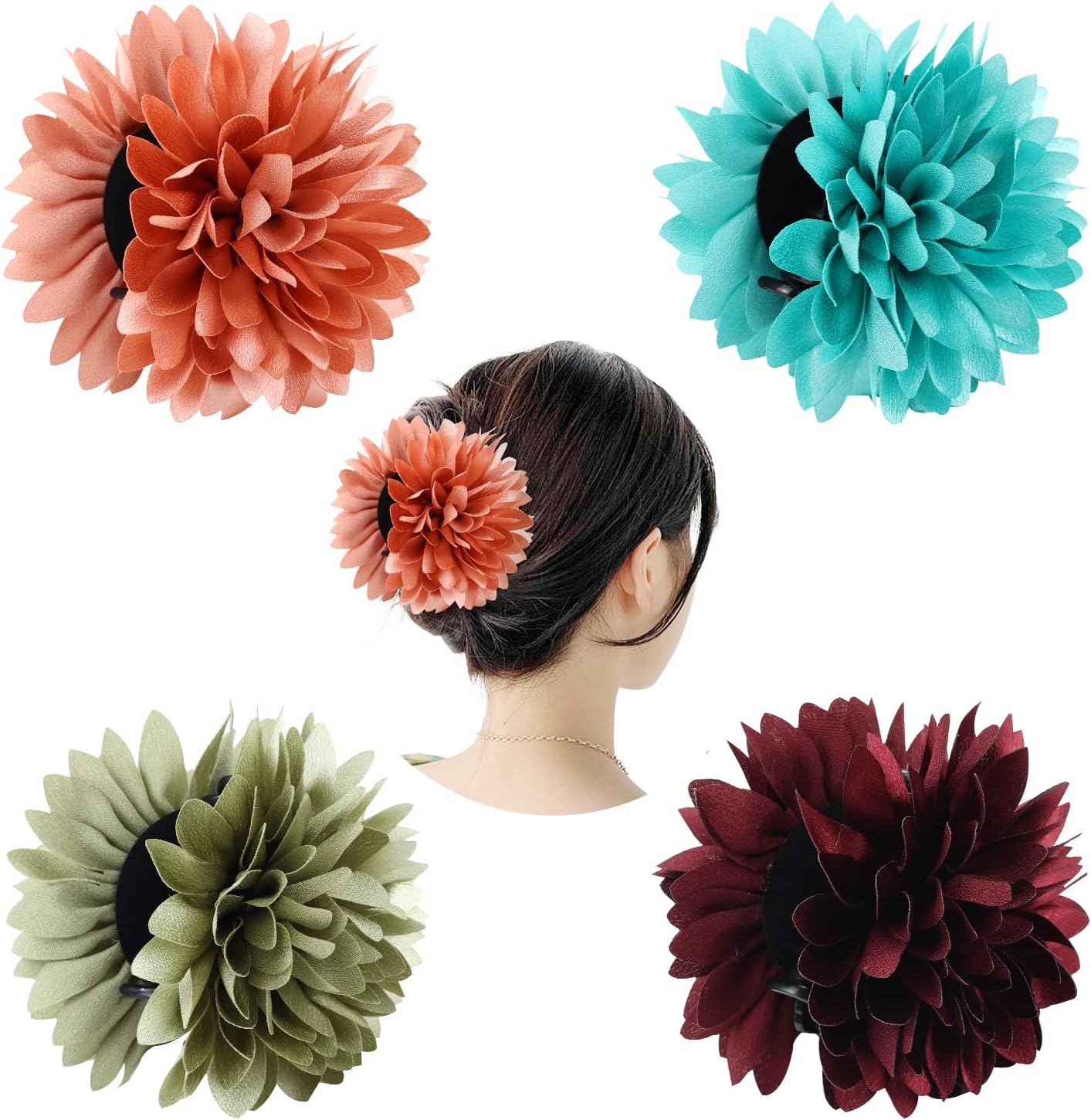 Amazon.com: Cinaci 4 Pack Big Large Satin Daisy Floral Flower Plastic ...