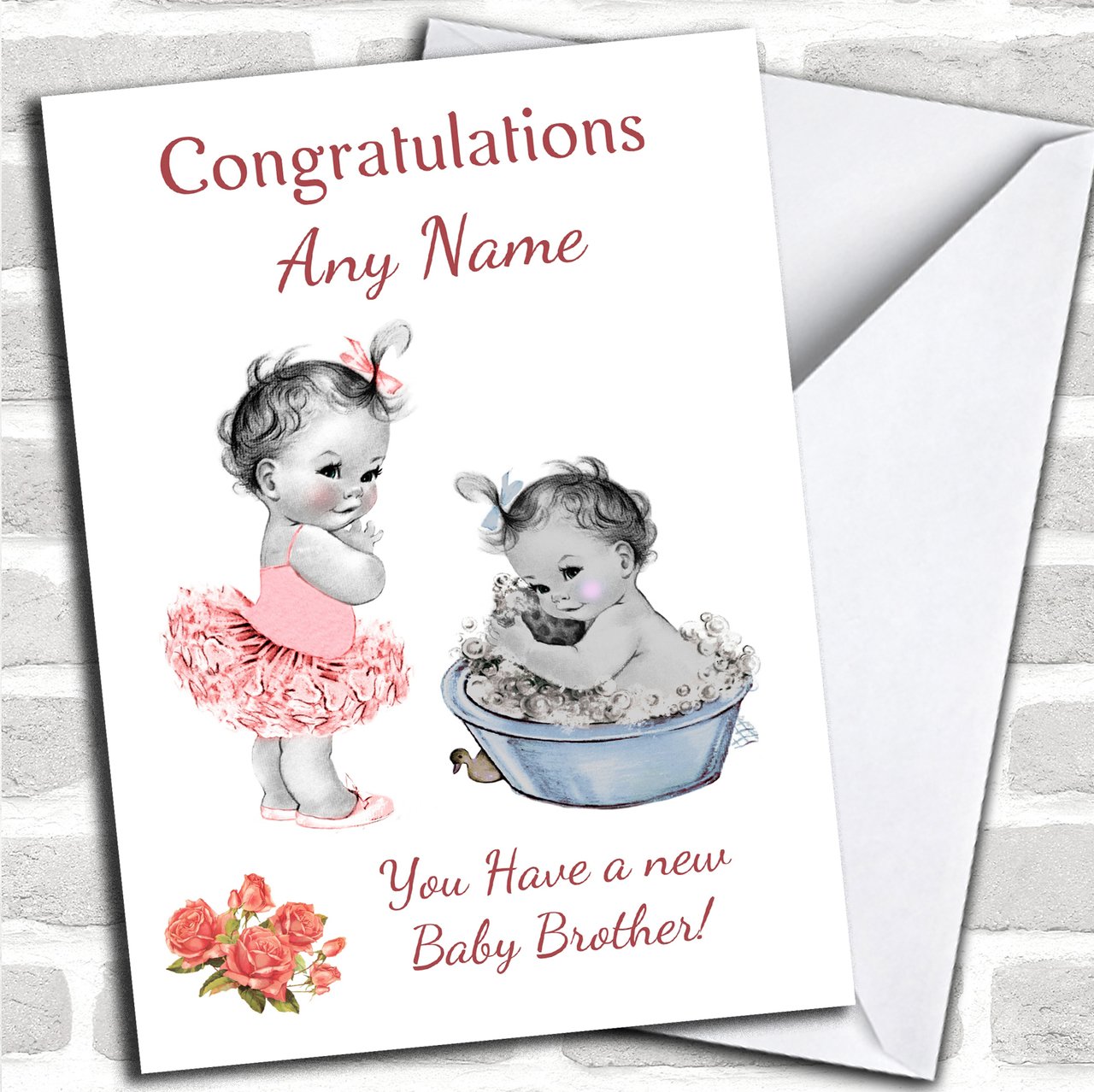 Cute Pink Baby Boy Brother You're A Big Sister Customised Sibling ...