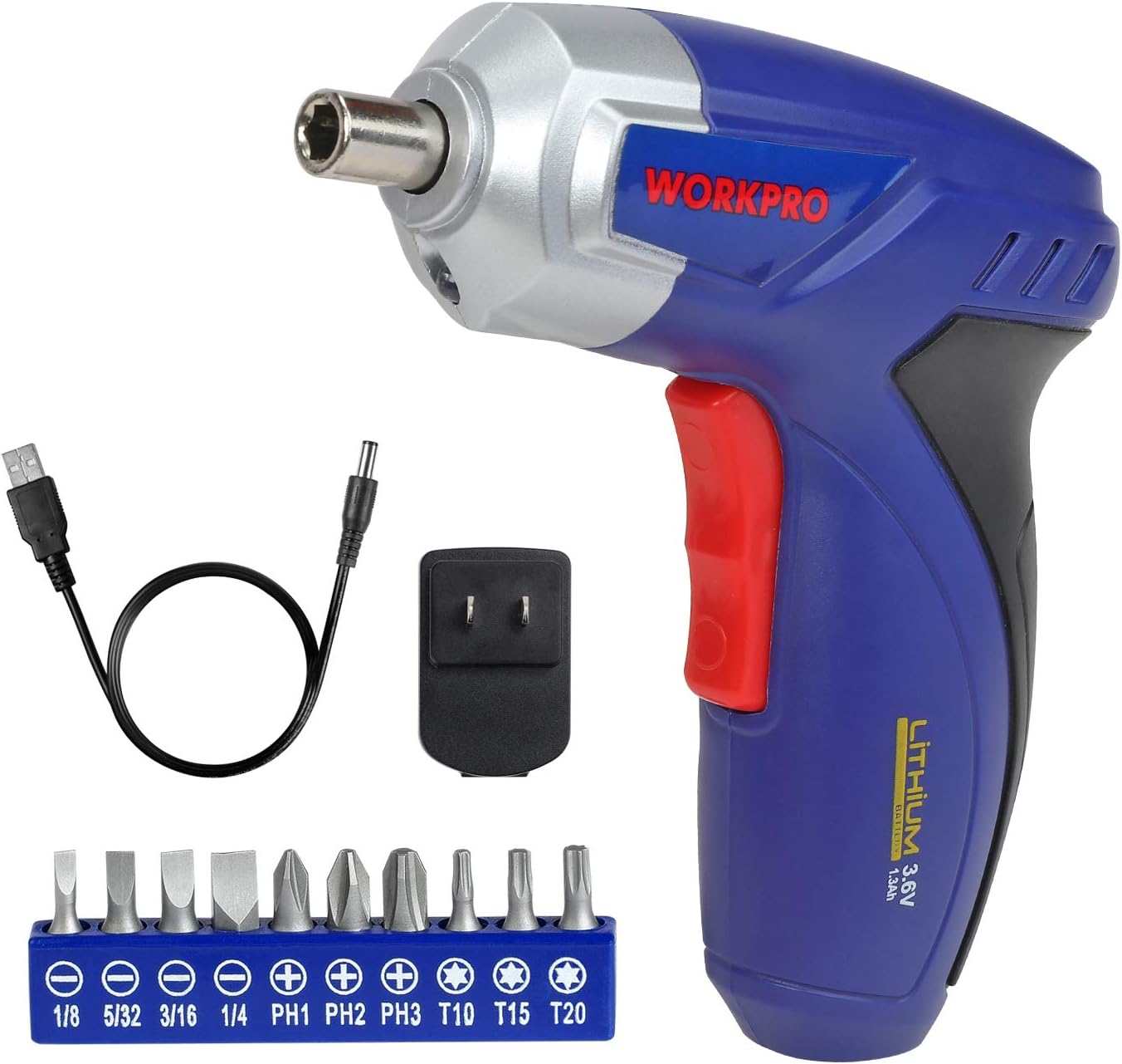 Brandclub - WORKPRO Cordless Rechargeable Screwdriver Set 3.6V Lithium ...