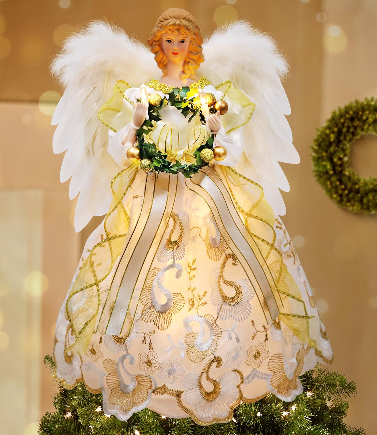 Amazon.com: Angel Tree Topper with Lights, 12 Inch Christmas Tree ...