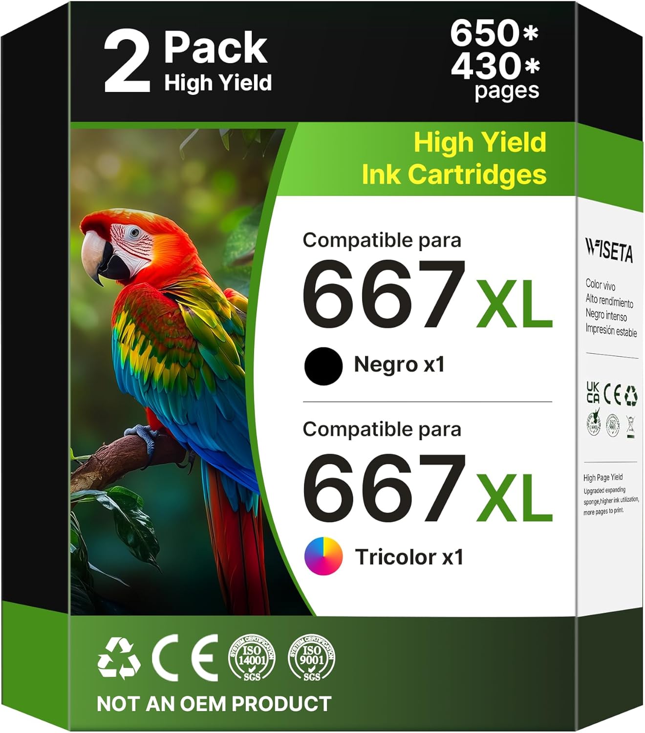 WISETA Cartuchos de Tinta Compatible para HP 667 667XL 667 XL ...