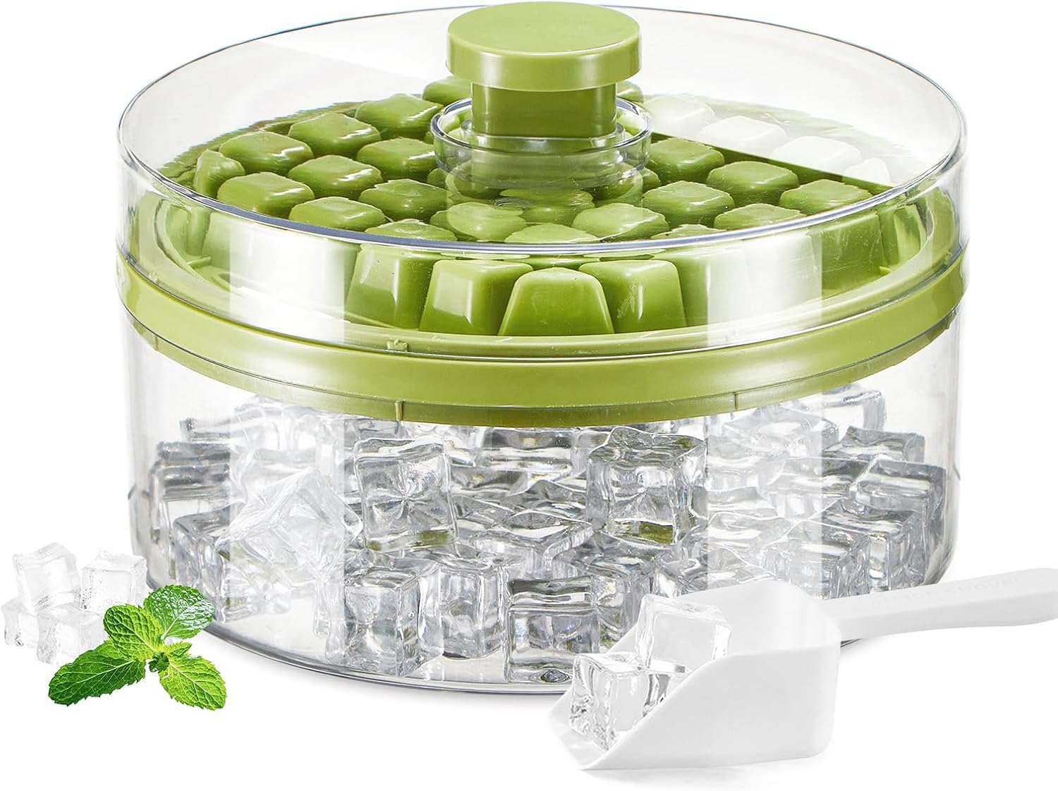 Amazon.com: lce Cube Tray with Lid and Bin, Round Single Layer lce Box ...