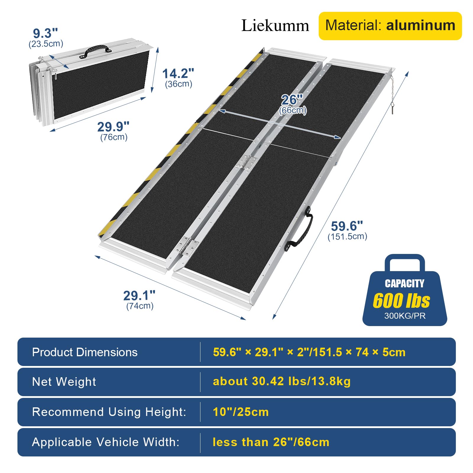 Snapklik.com : 5FT Portable Wheelchair Ramp, Non-Slip Aluminum Folding ...