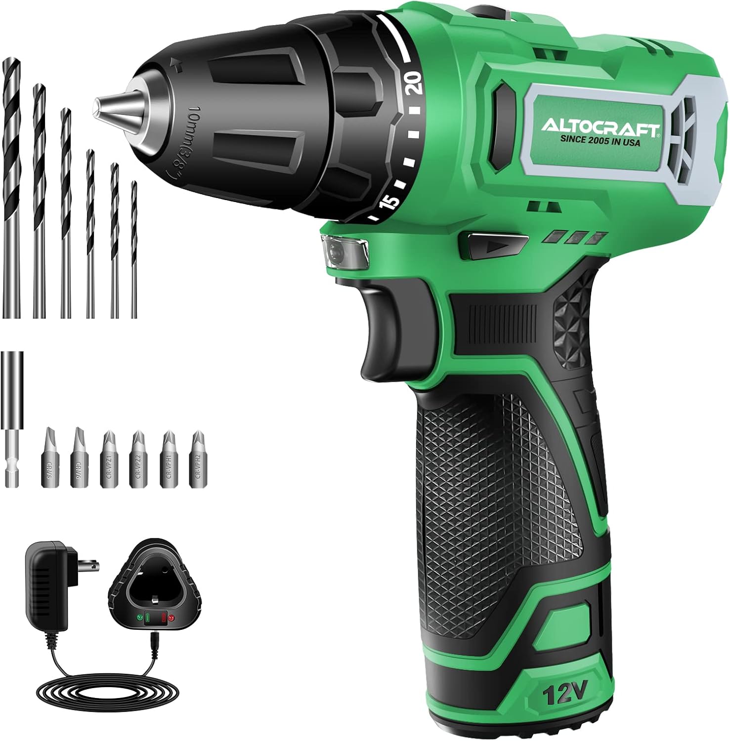 ALTOCRAFT Power Drill Cordless 12V Max,3/8" Small Electric Screwdriver ...