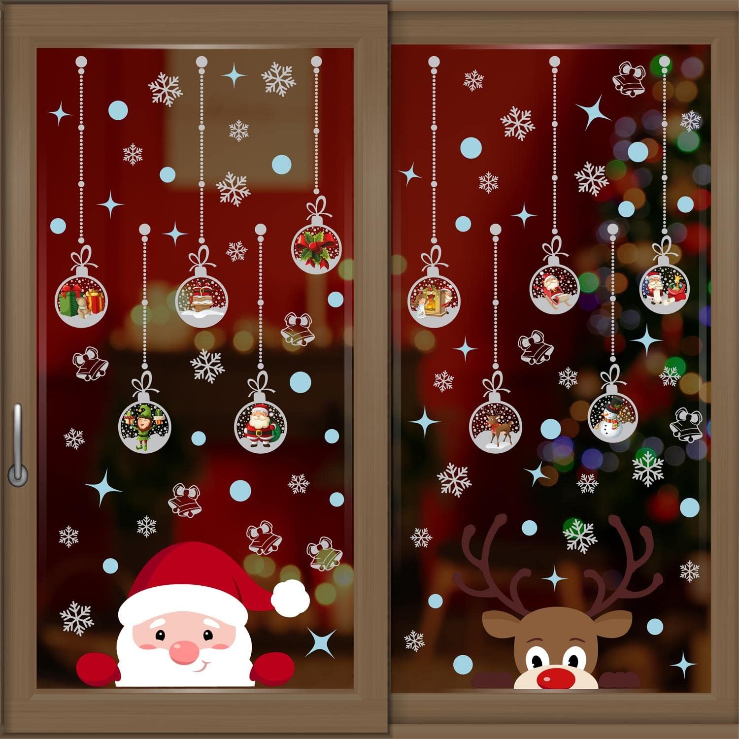 White Christmas Jingle Bell Bauble Ball Door Cover Window Clings ...