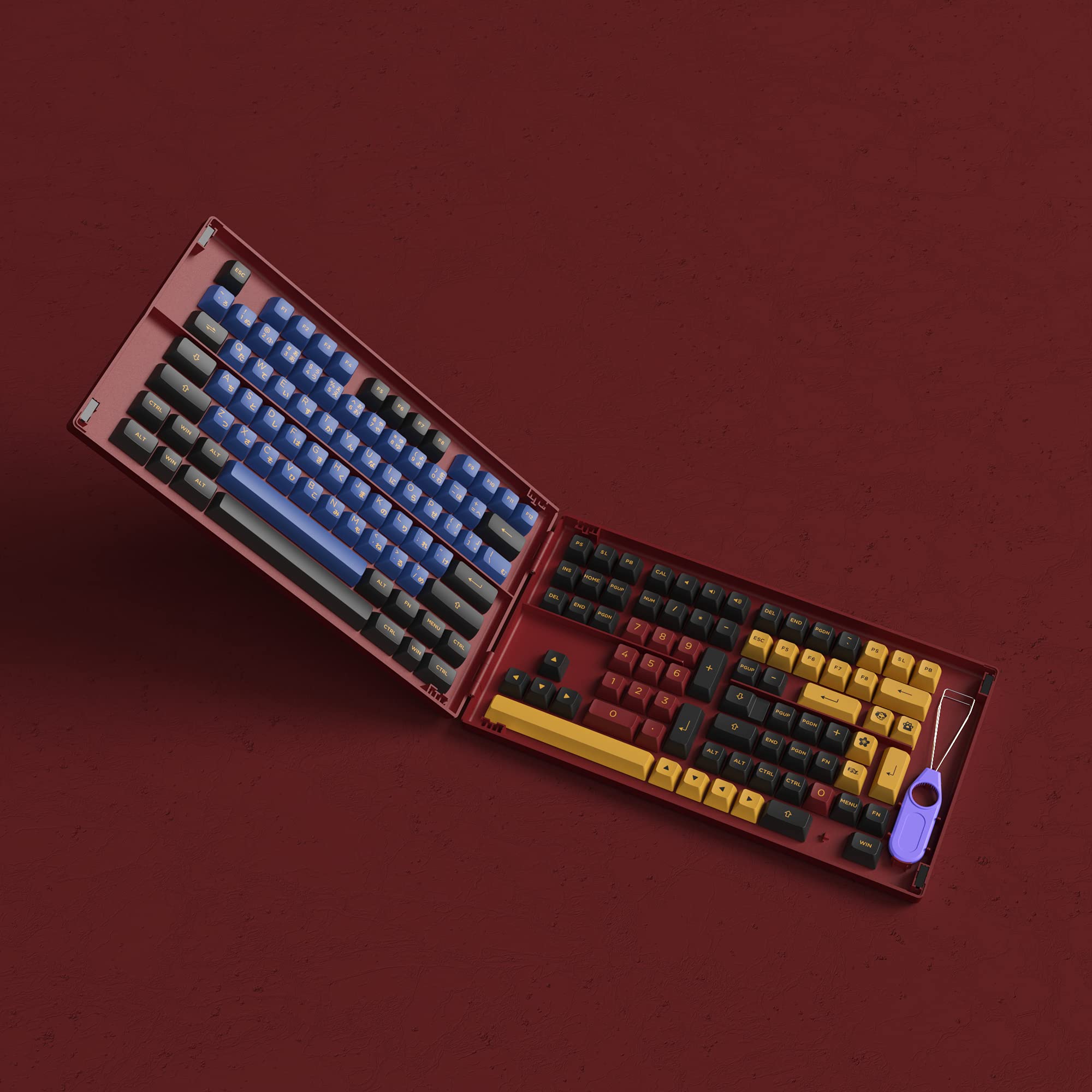 YUNZII AKKO Red&Blue Samurai 226 Keycaps for Mechanical Keyboard with ...