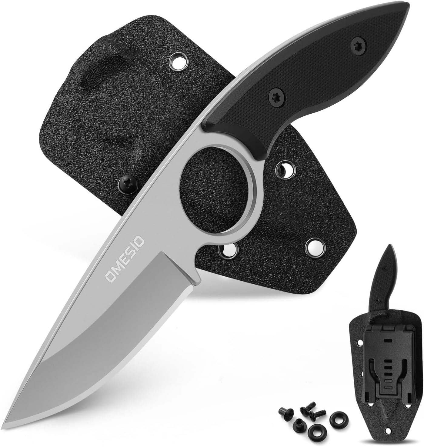 Omesio Small Fixed Blade Knife, Tactical Hunting Camping Survival Knife ...