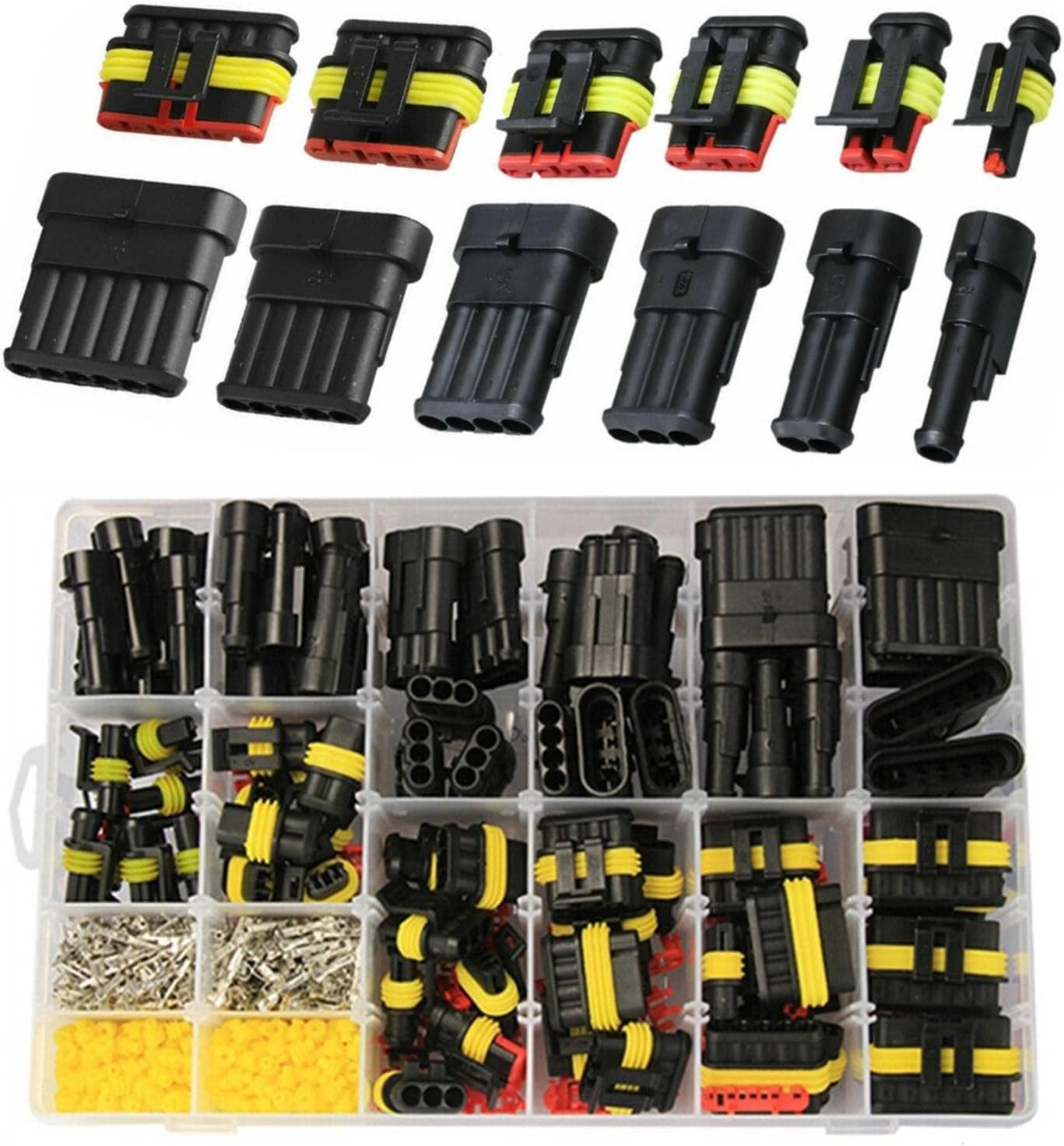 708PCS Car Waterproof Connectors,Waterproof Car Electrical Wire Connector Terminals Plug Kit,1/2 ...