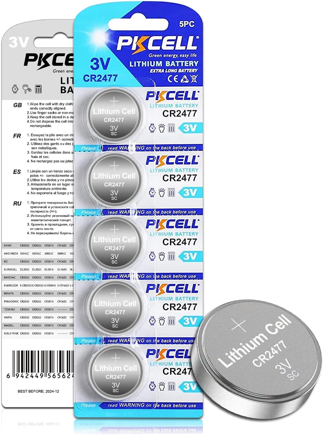 5X CR2477 2477 3V 900mAh Lithium Batteries for Motion sensors : Amazon ...