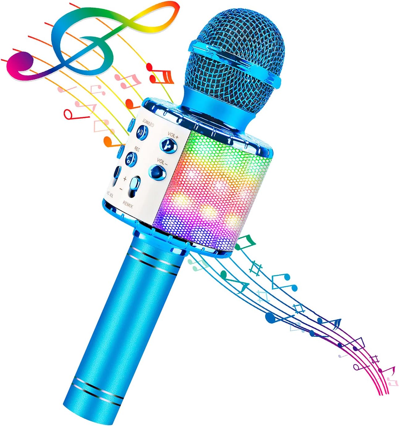Amazon.com: BlueFire 4 in 1 Karaoke Wireless Microphone with LED Lights ...