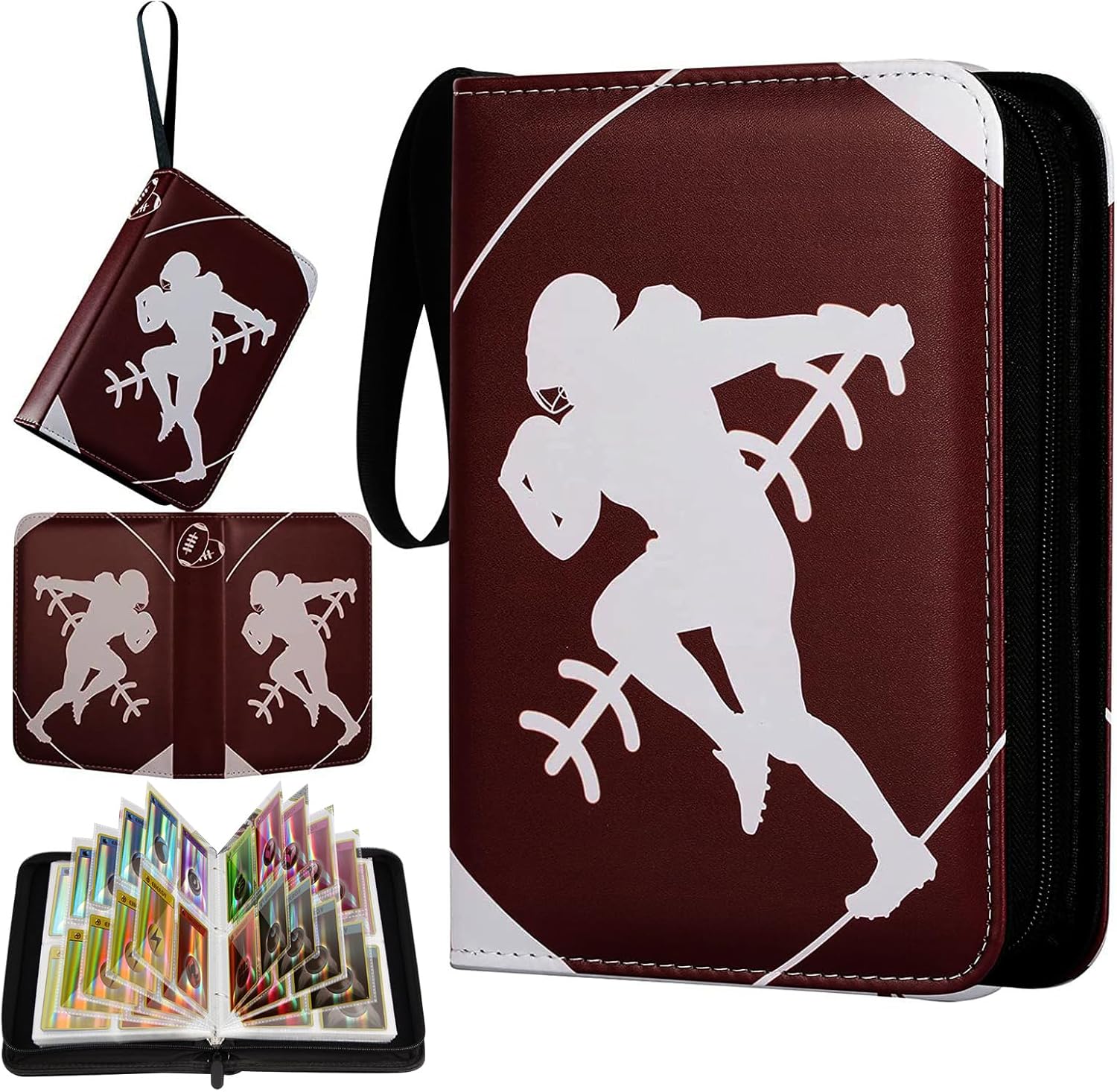 Amazon.com: Zxojd 4 Pocket Football Card Binder, Premium Zip Trading ...