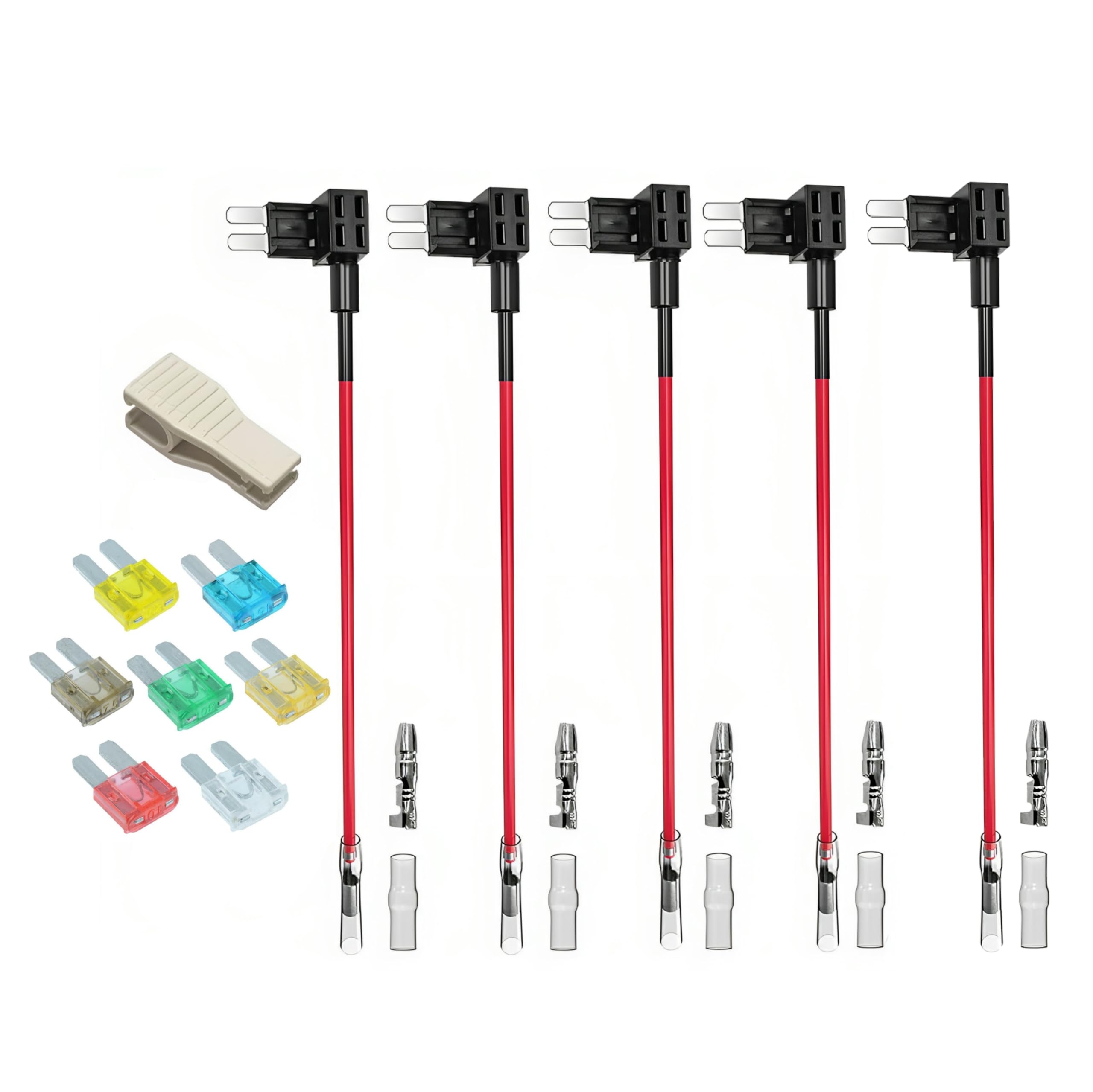 5 Pack 12V 24V Add-a-Circuit Micro 2 Fuse Tap, 16 AWG Piggy Back Blade ...