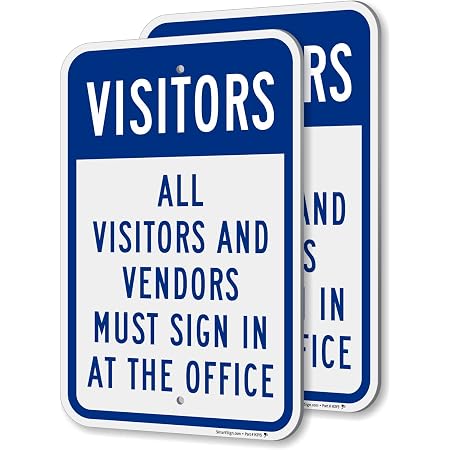 Amazon.com: SmartSign All Visitors And Vendors Must Sign In At Office ...