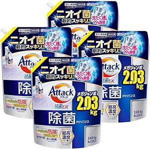 Amazon | 花王 アタック抗菌EX 除菌アドバンス つめかえ用 2030g×4個セット | ノーブランド品 | 液体洗剤