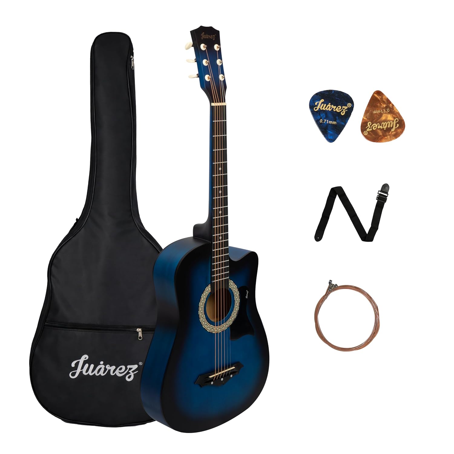 JUAREZ 38 Inch Cutaway Acoustic Guitar Kit with Pick Guard | ABS Neck ...