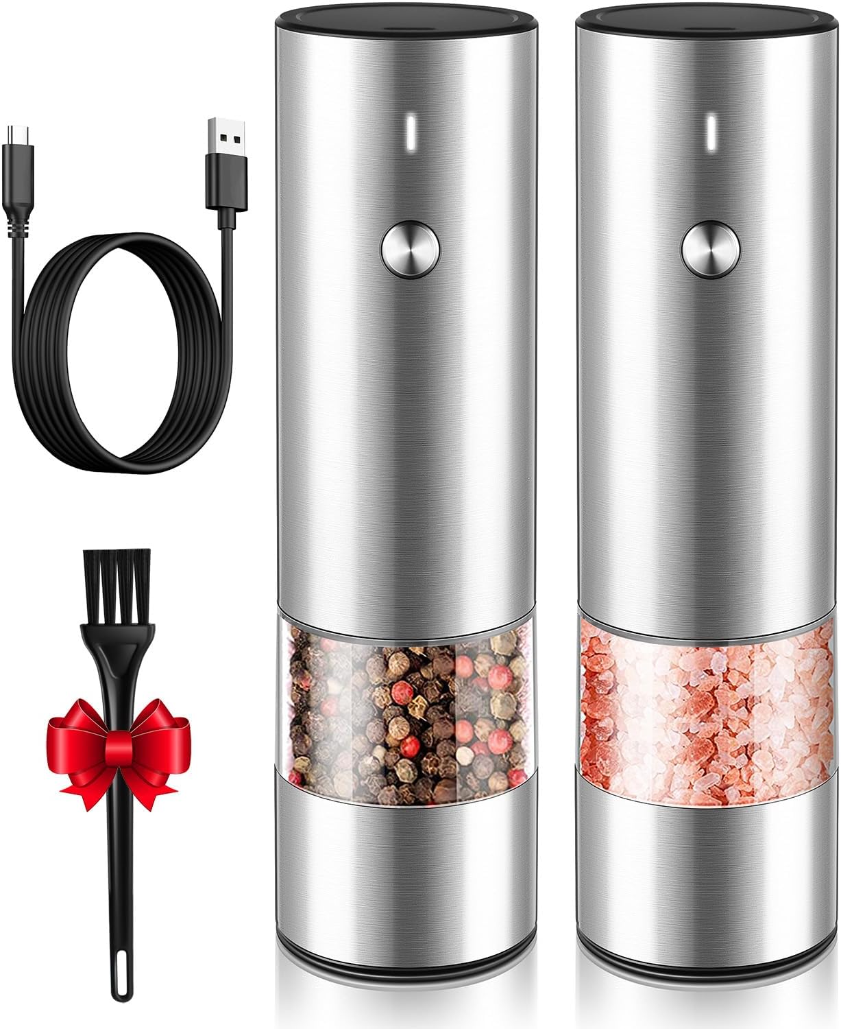 Amazon.com: Gravity Electric Salt and Pepper Grinder Set of 2,USB ...
