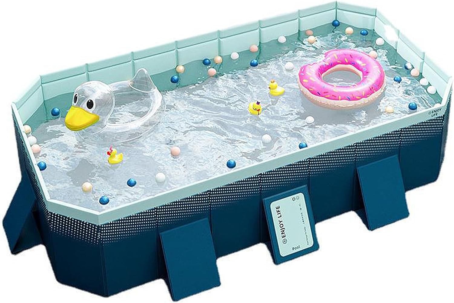 Amazon.com: Foldable Non-Inflatable Pool with 3 drains Outdoor Swimming ...