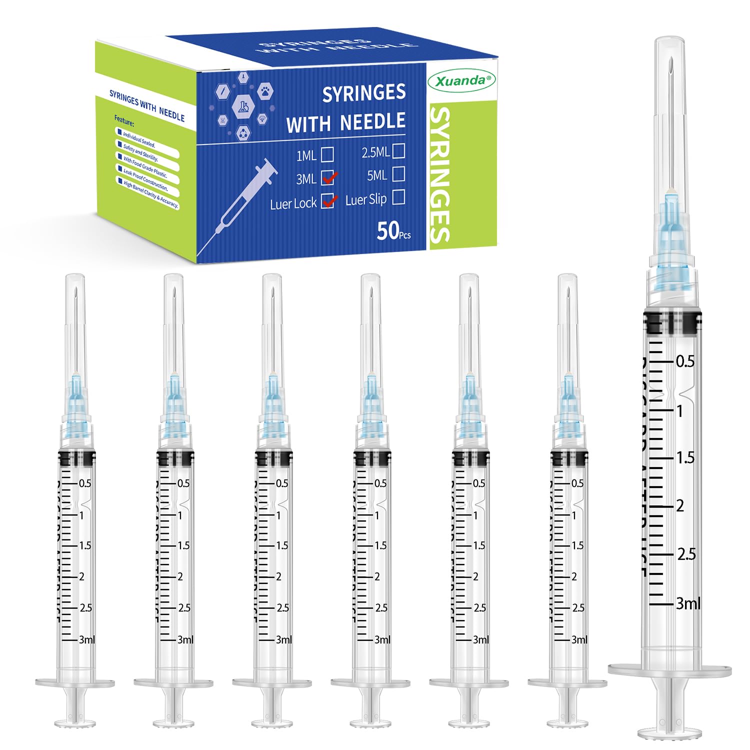 Amazon.com: 50Pack 3ml Syringes Individual Package 23g Suitable for ...