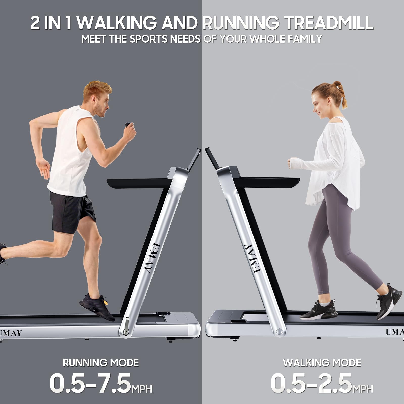 Snapklik.com : UMAY Foldable Treadmills For Home, 2 In 1 Walking Pad ...