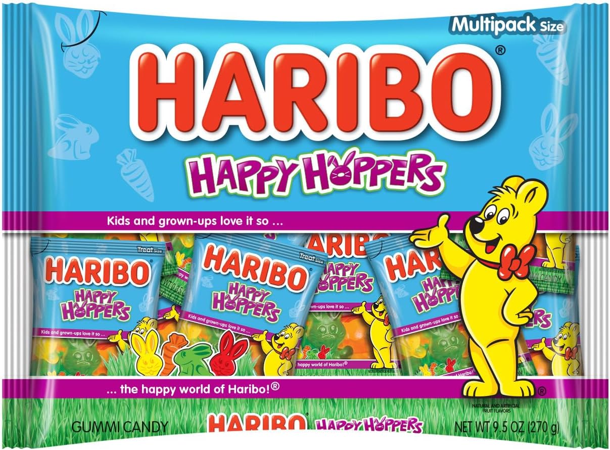 HARIBO Easter Happy Hoppers Gummi Candy, Individually Treat Size ...