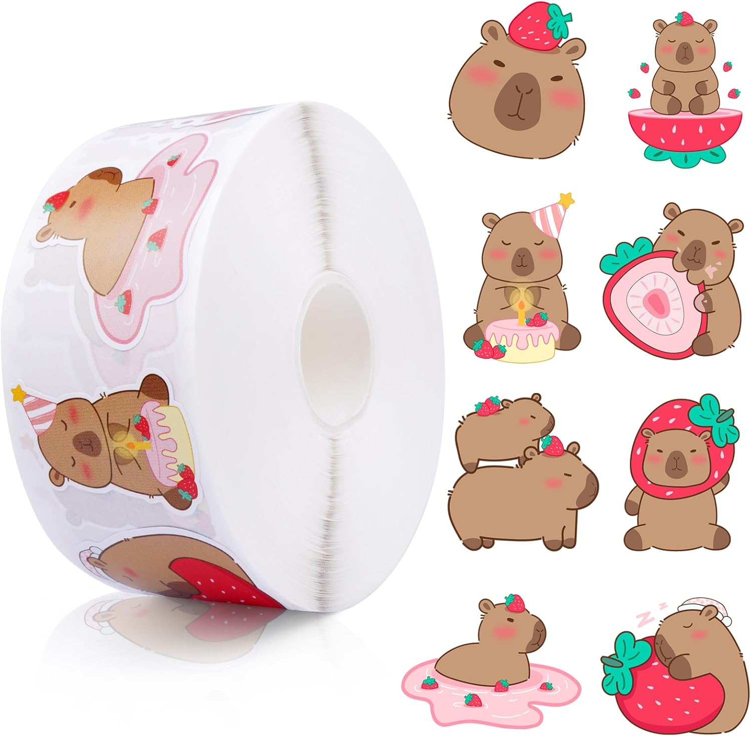 Amazon.com: Capybara Stickers Roll, 1000Pcs Cute Animal Stickers for ...