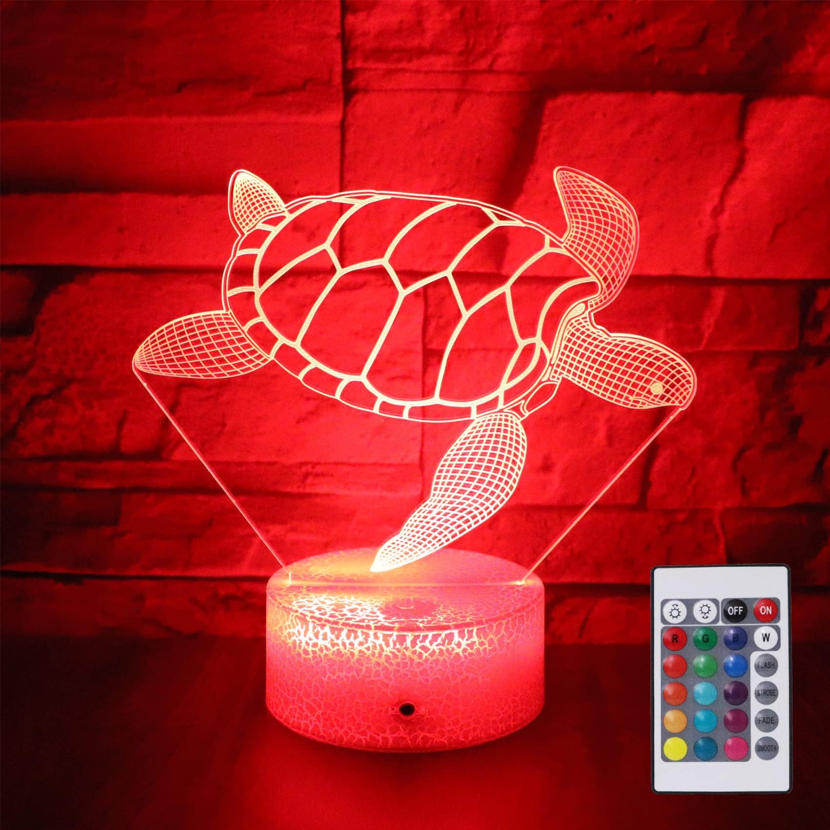 Cirkooh Sea Turtle 3D Optical Illusion Lamp 7 Colors Change Timing ...
